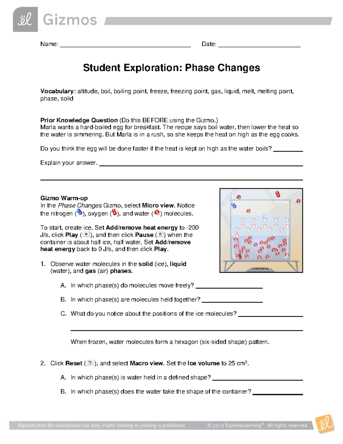 Phase Changes SE - this is work - Name ...