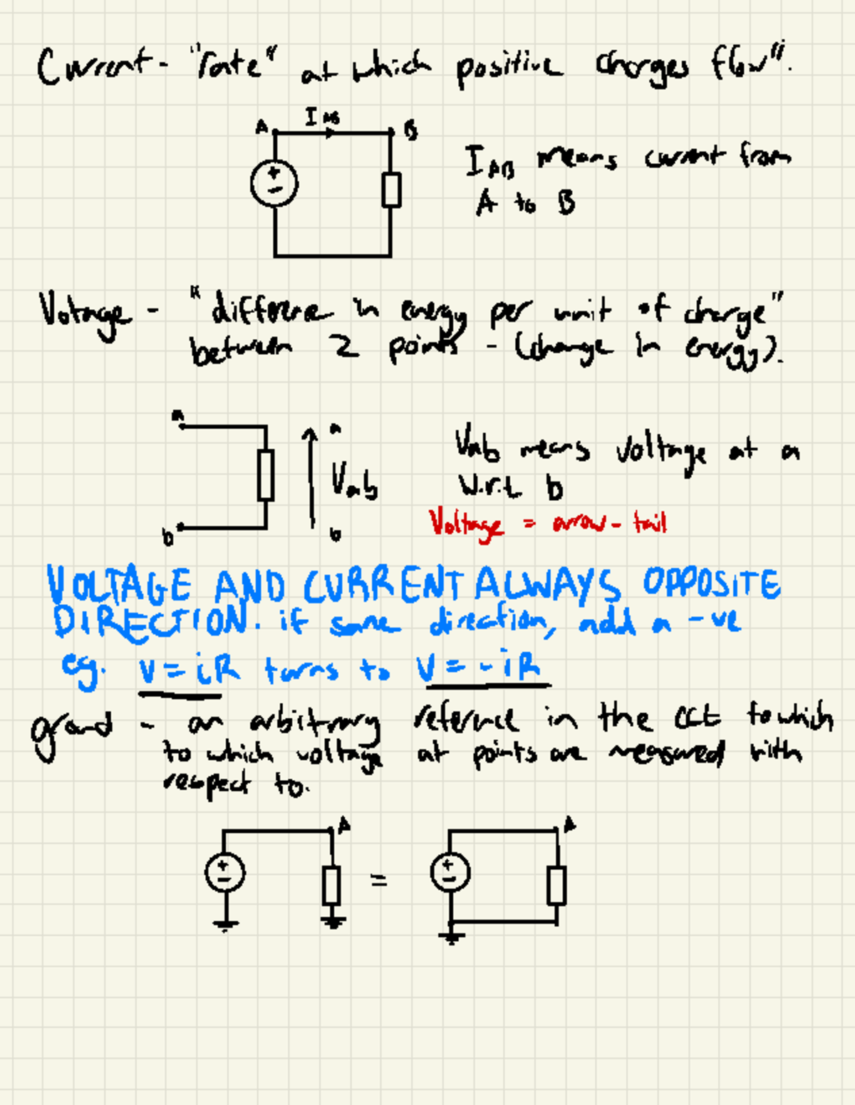 Lecture Summary - Current " rate " at which positive charges flow " . A ...
