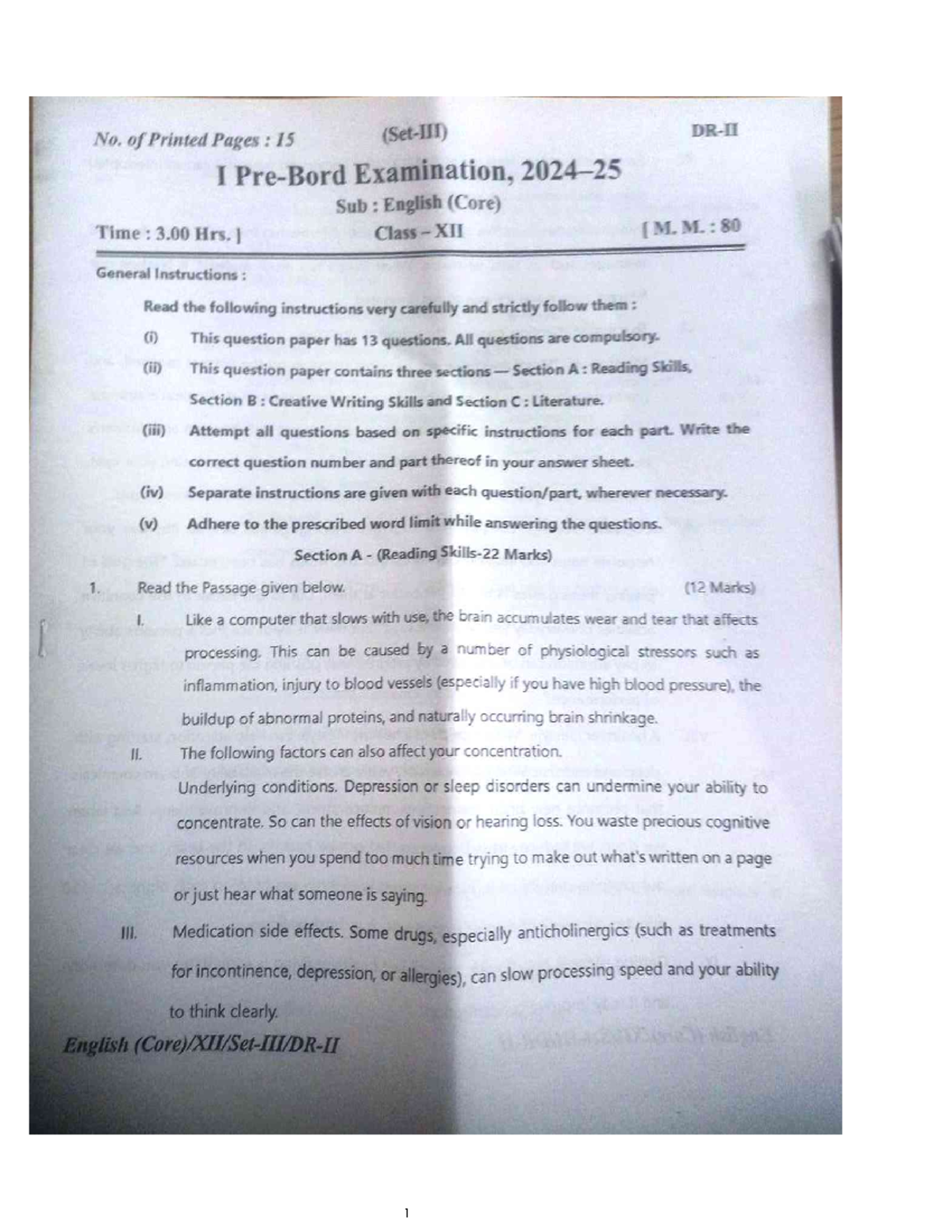 QP PB DR Shift 2 - Class 12 English pre board qp - No. of Printed Pages ...