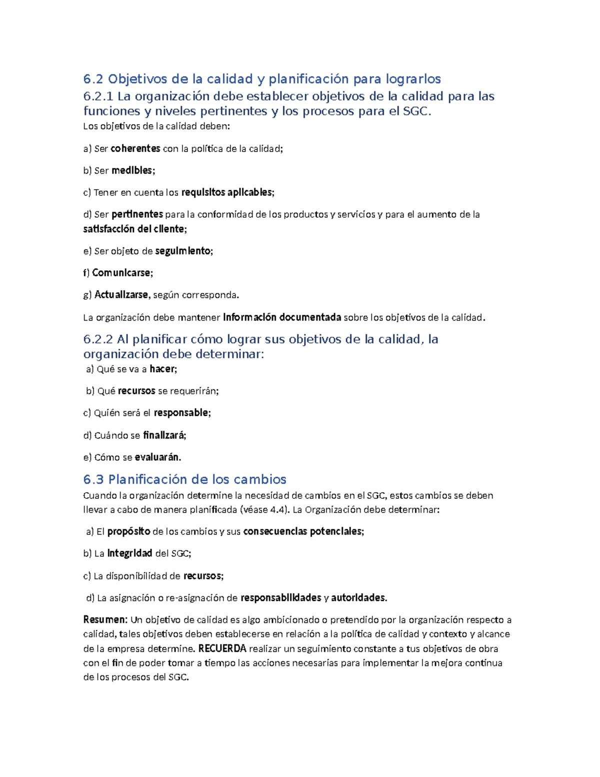 Leccion 6 Detalles De Pac 6 Objetivos De La Calidad Y Planificación