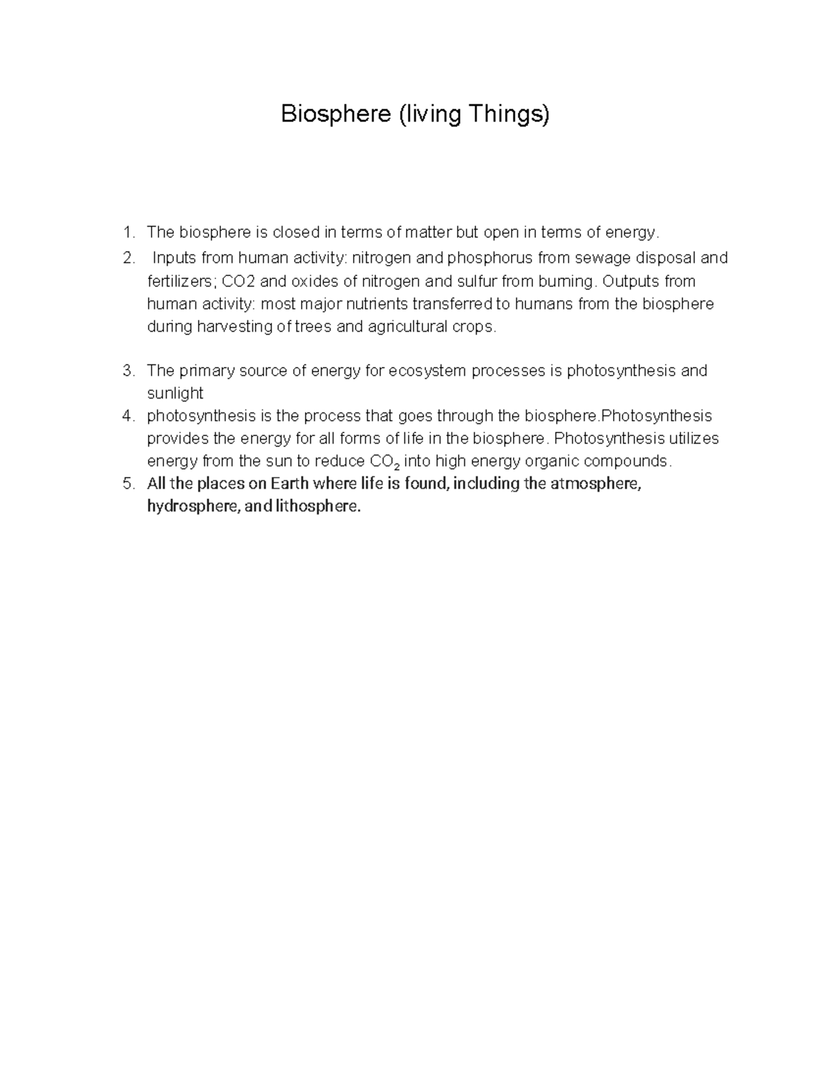 Biosphere (living Things) - The biosphere is closed in terms of matter ...