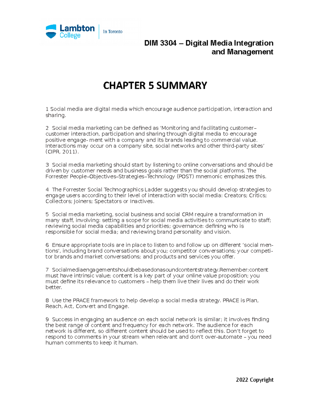 Chapter 5 Summary - DIM 3304 – Digital Media Integration and Management ...