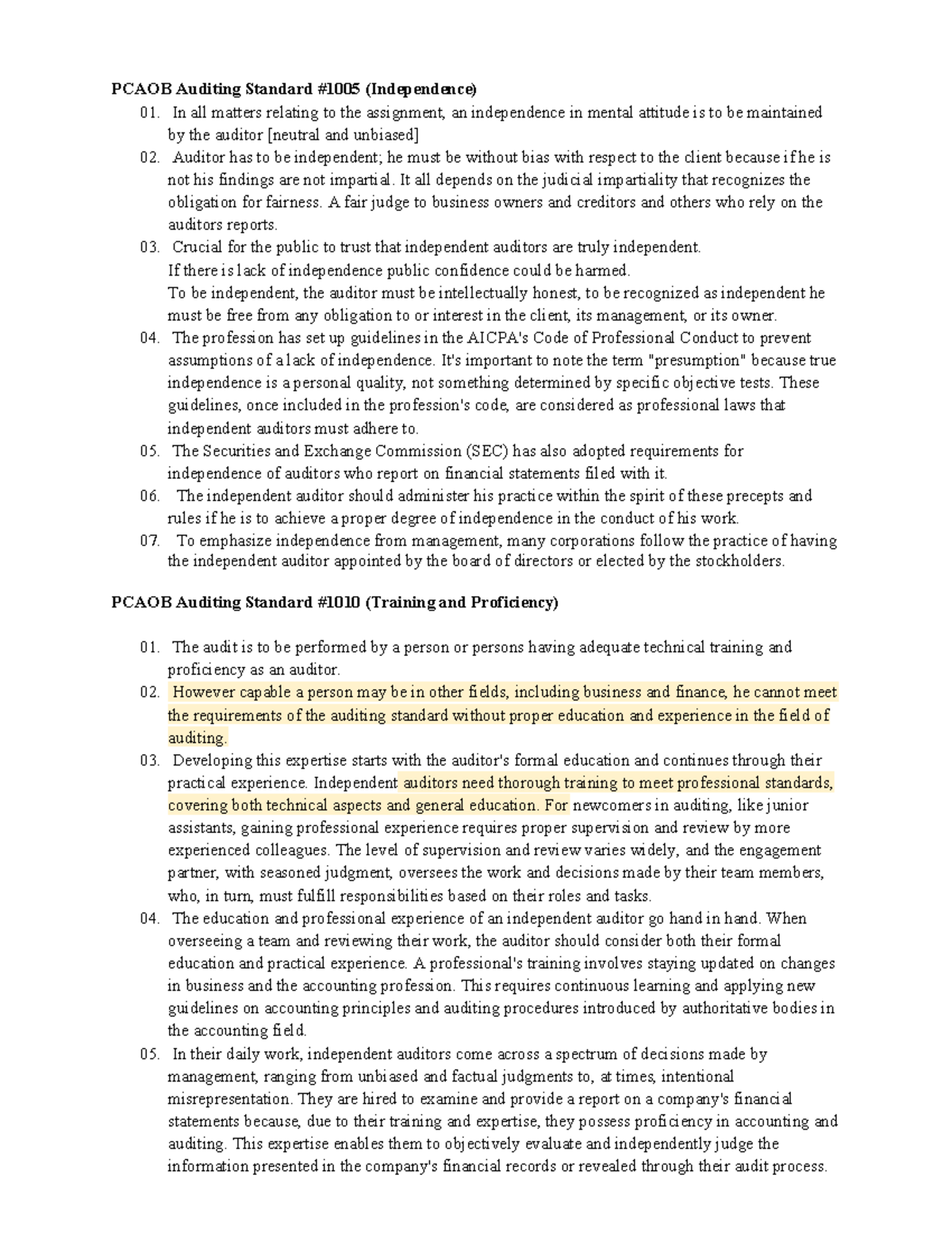 Week 3- Standards - PCAOB Auditing Standard #1005 (Independence) 01. In ...