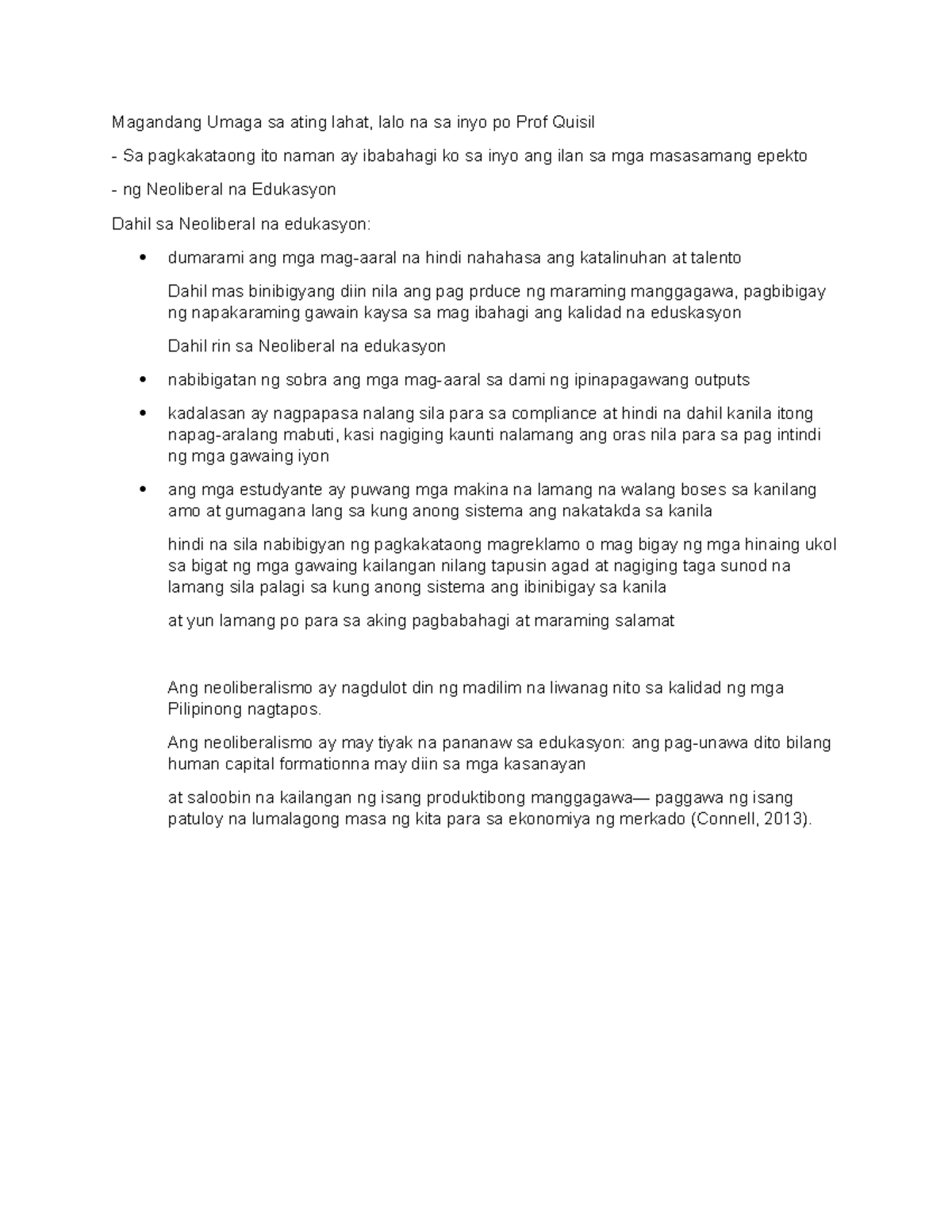 Filipinolohiya report - Magandang Umaga sa ating lahat, lalo na sa inyo ...