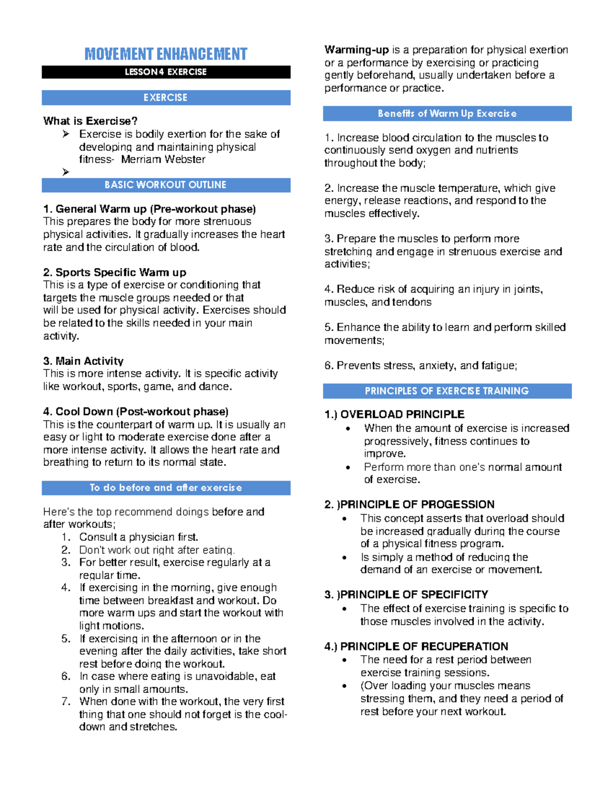 Movement Enhancement L#4 - MOVEMENT ENHANCEMENT LESSON 4 EXERCISE ...