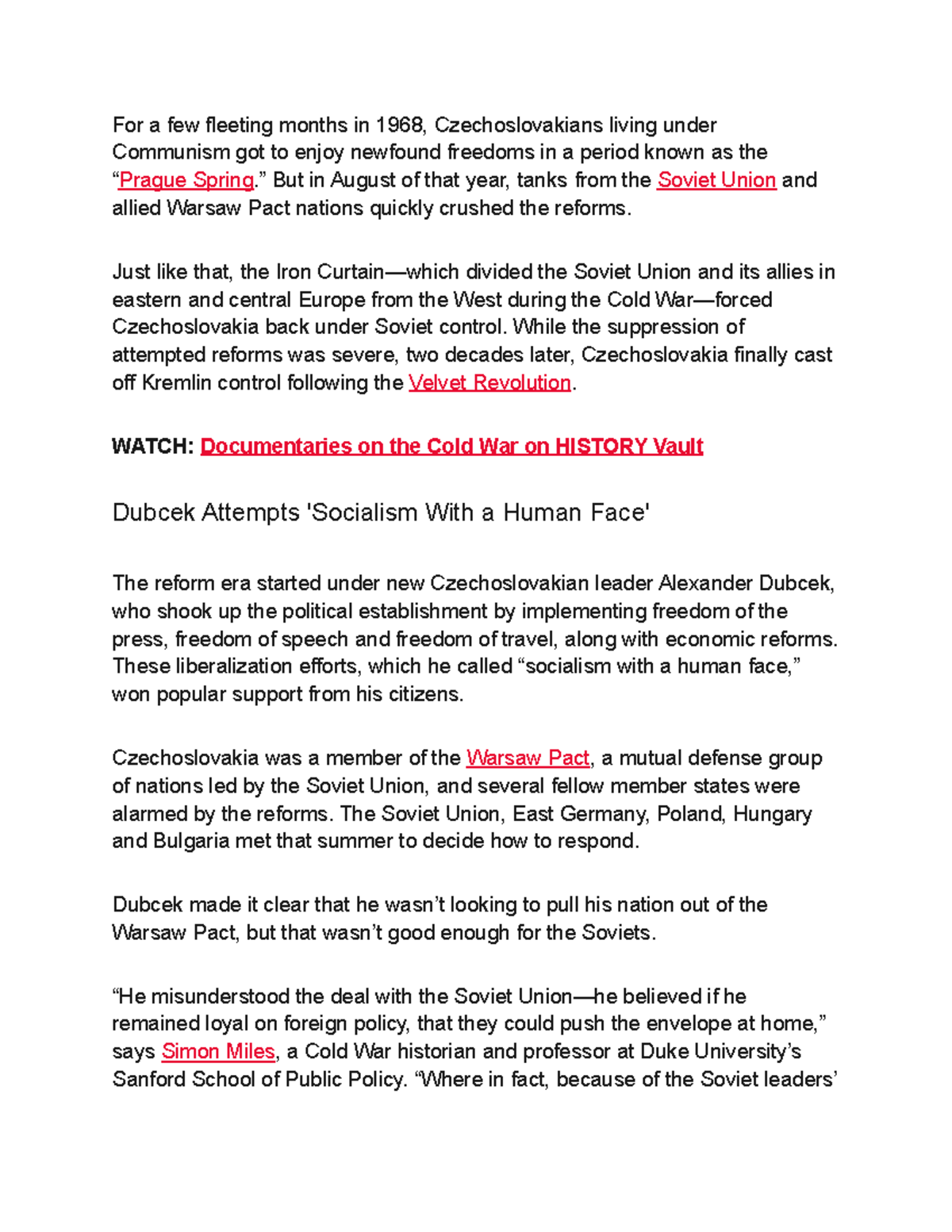 When Soviet-Led Forces Crushed the 1968 ‘Prague Spring’ - For a few ...