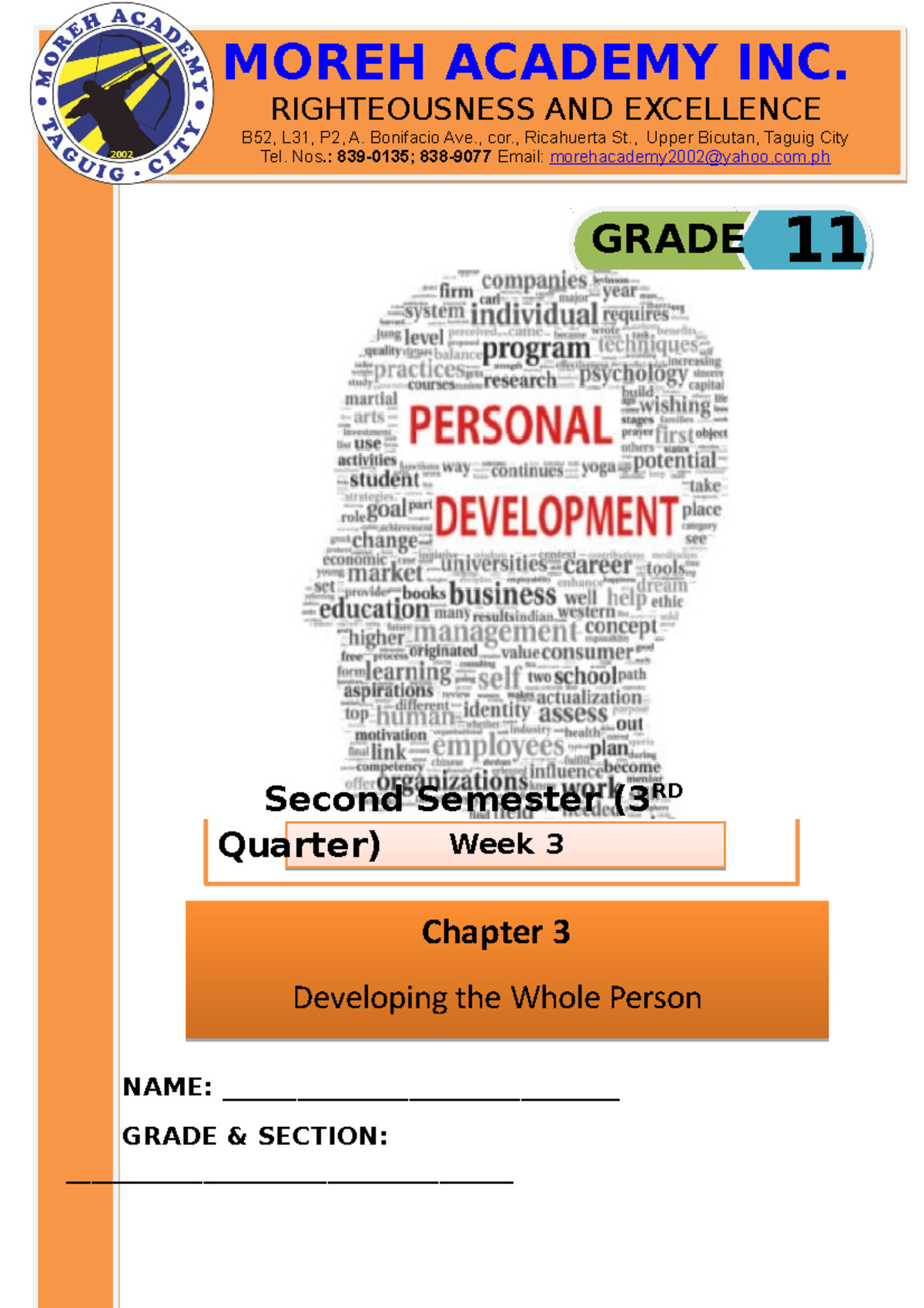 Module- Persdev-W3 - Personal development - NAME ...