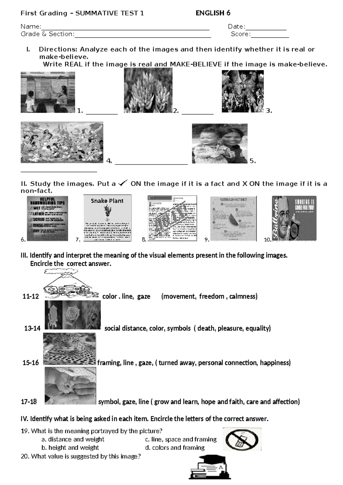 557695388 Q1 English 6 Summative TEST 1 4 - First Grading – SUMMATIVE ...