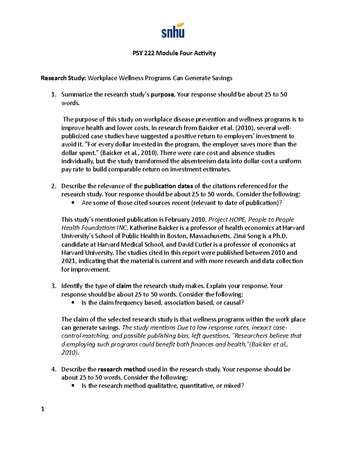 PSY222 Module Four Activity - PSY 222 Module Four Activity Research ...