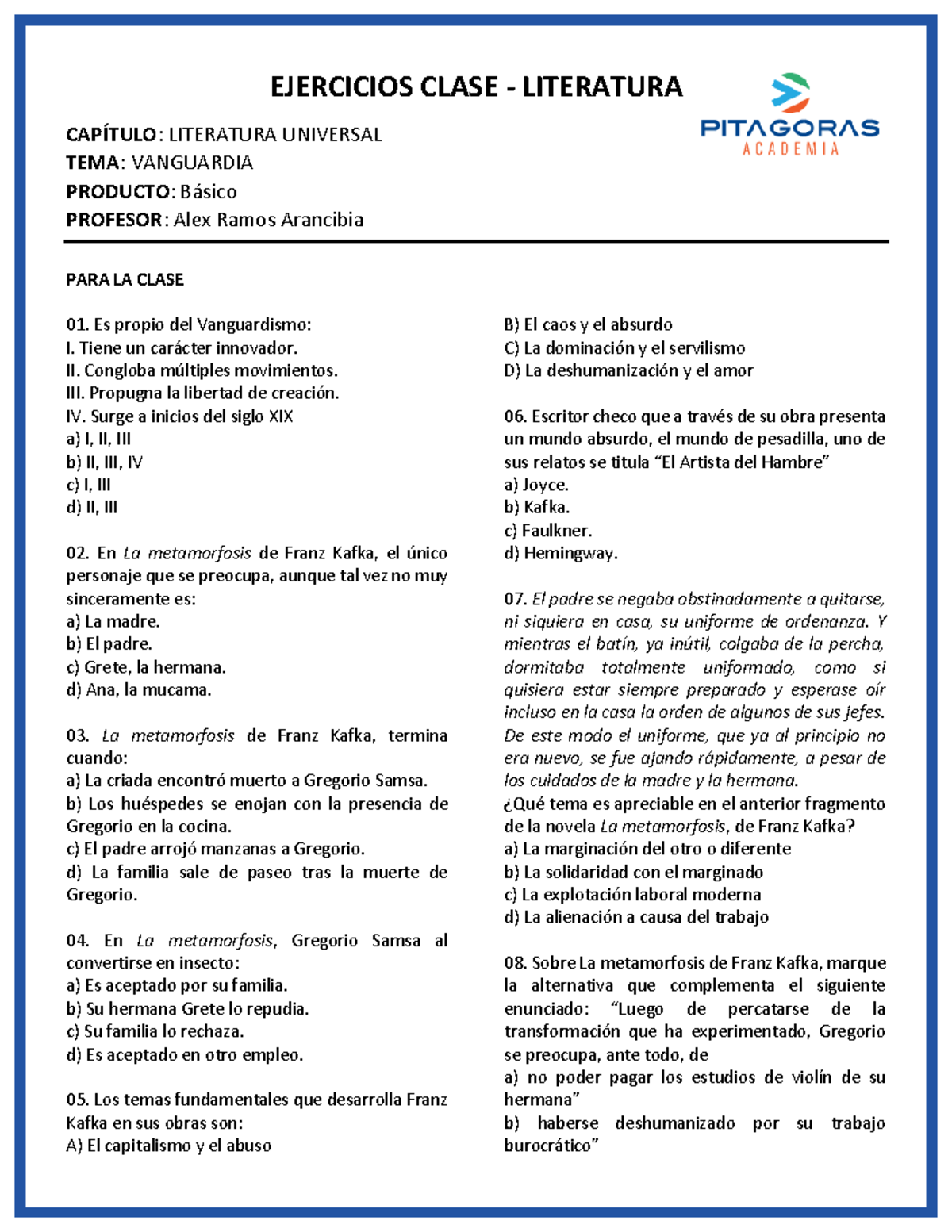 Ejercicio 14 - EJERCICIOS CLASE - LITERATURA CAPÕTULO : LITERATURA ...