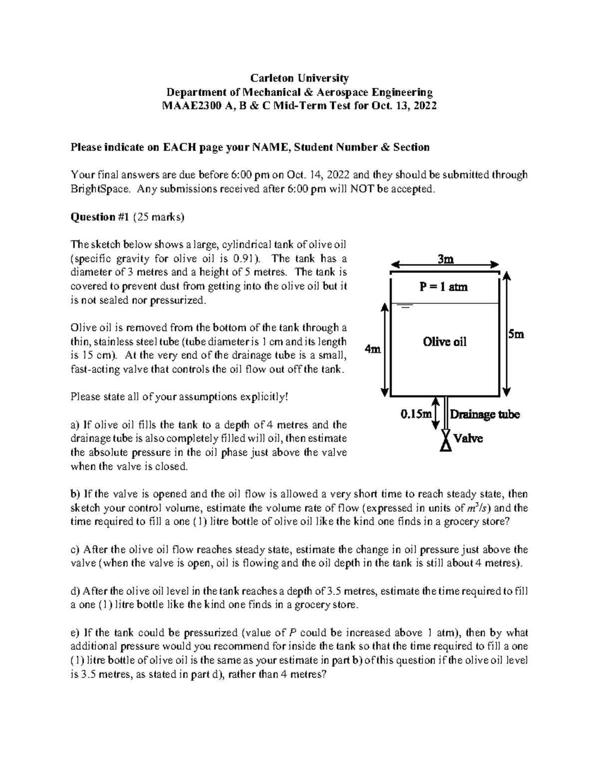 Midterm 01 20221013 Soln - Carleton University Department of Mechanical ...