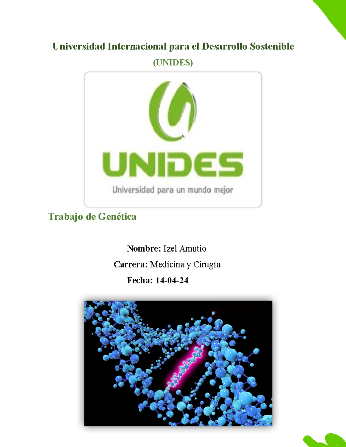 Alelos letales trabajo de genética. - Universidad Internacional para el ...