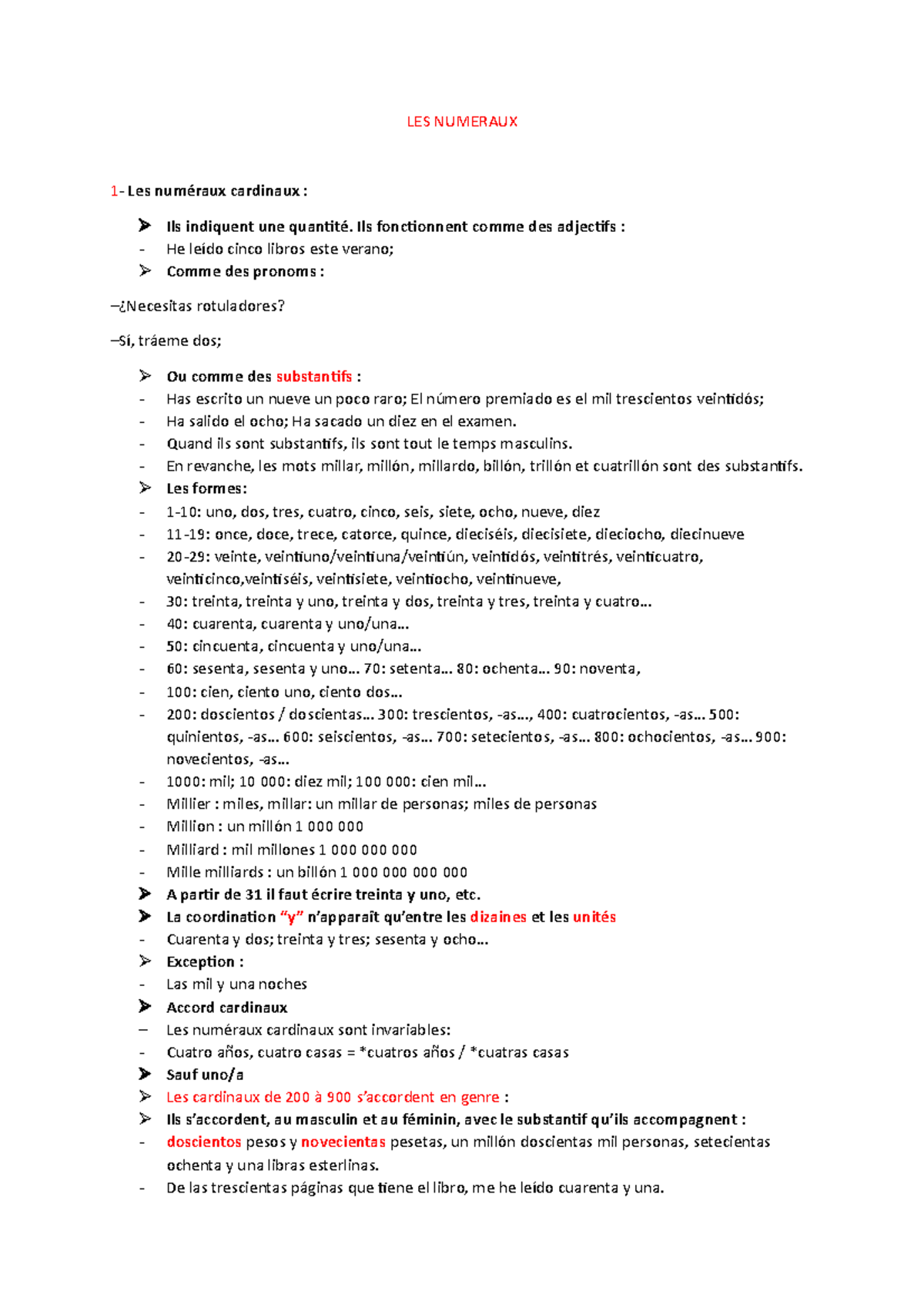 LES Numeraux - Les numéraux - LES NUMERAUX 1- Les numéraux cardinaux ...