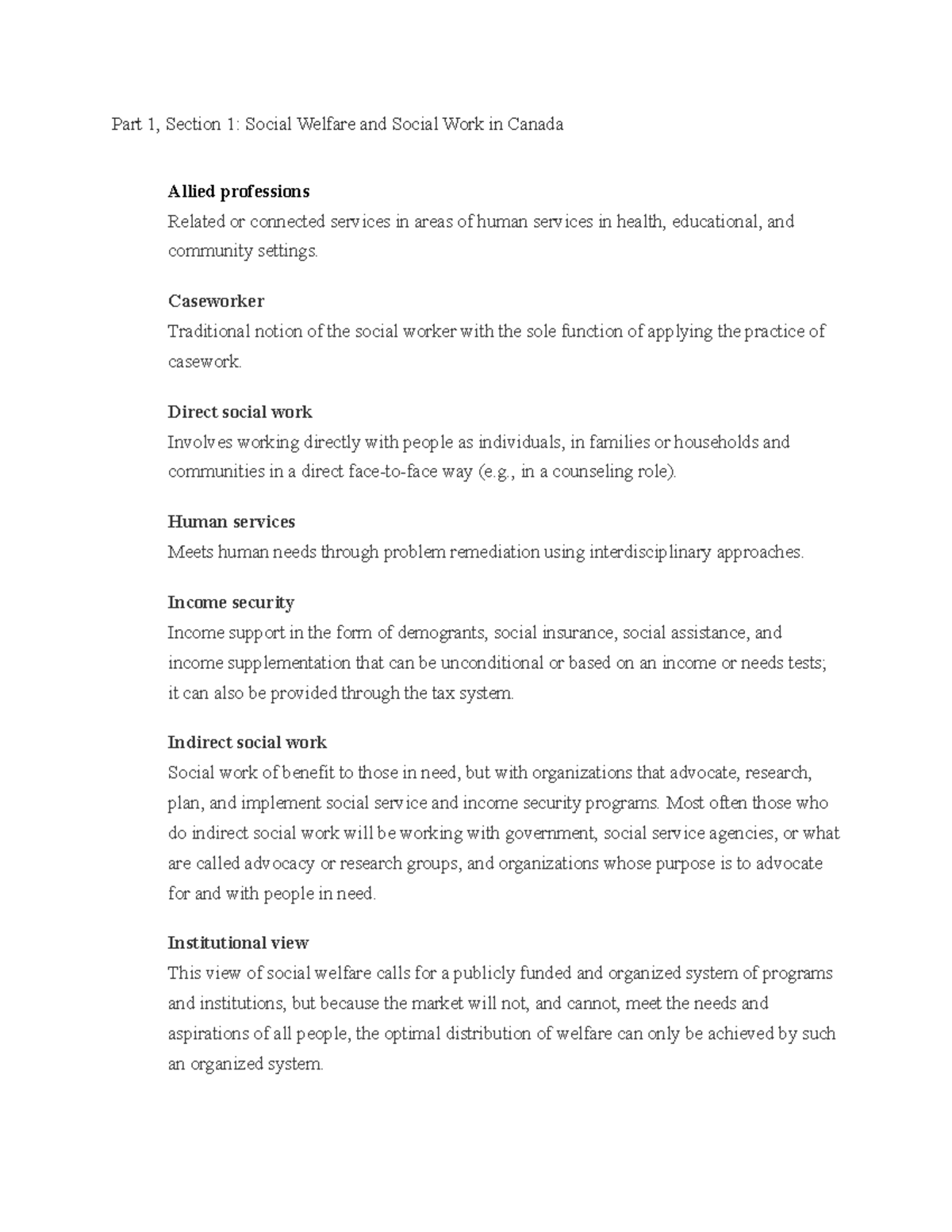 Part 1 Terms - HSRV 201 - AU - Studocu