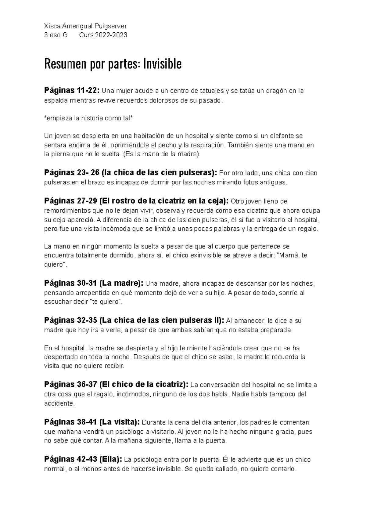 621894817 Resumen POR Partes Invisible - 3 eso G Curs:2022- Resumen por ...