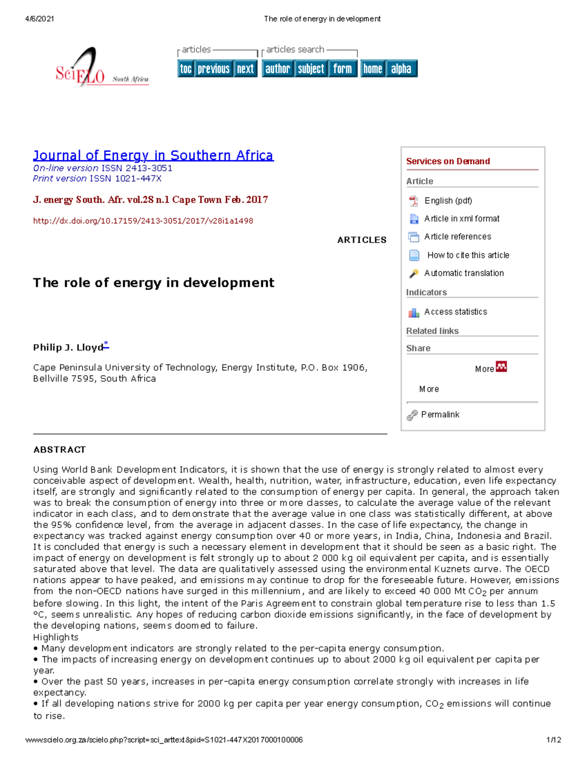 The role of energy in development - More More Services on Demand ...