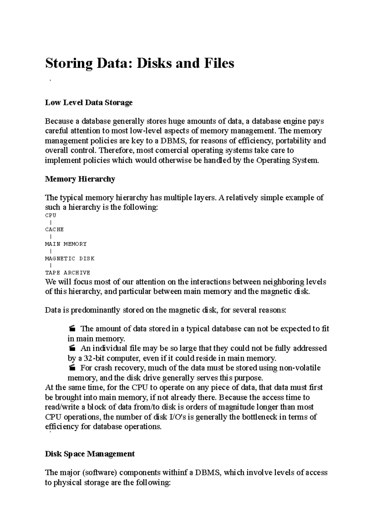 Storing Data Fddsfdsewgtre Storing Data Disks And Files Low Level Data Storage Because A