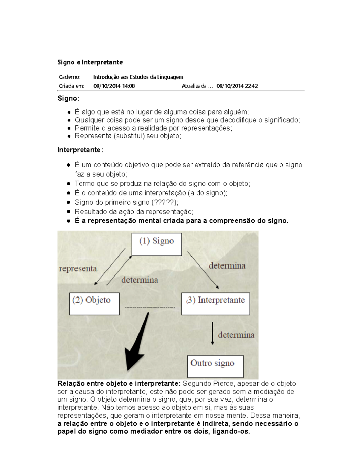 Signo e interpretante - Notas sobre o texto. - Signo e Interpretante ...
