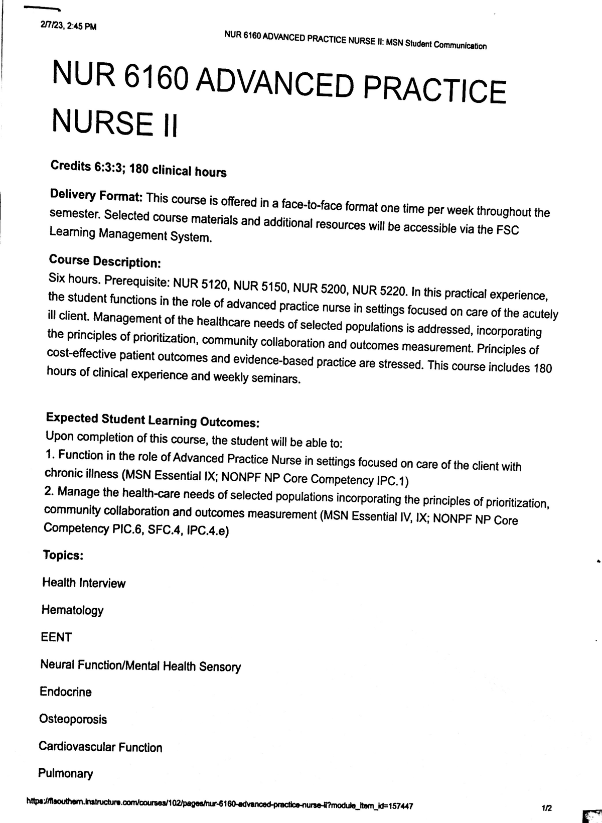 Curriculum - Study notes - NUR 2600C - Studocu