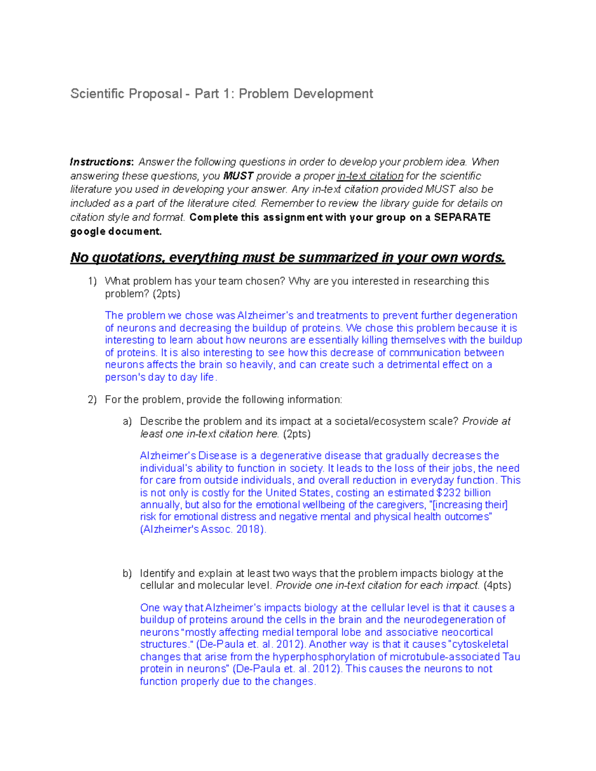 Scientific Proposal - Part 1 Problem Development - Scientific Proposal ...