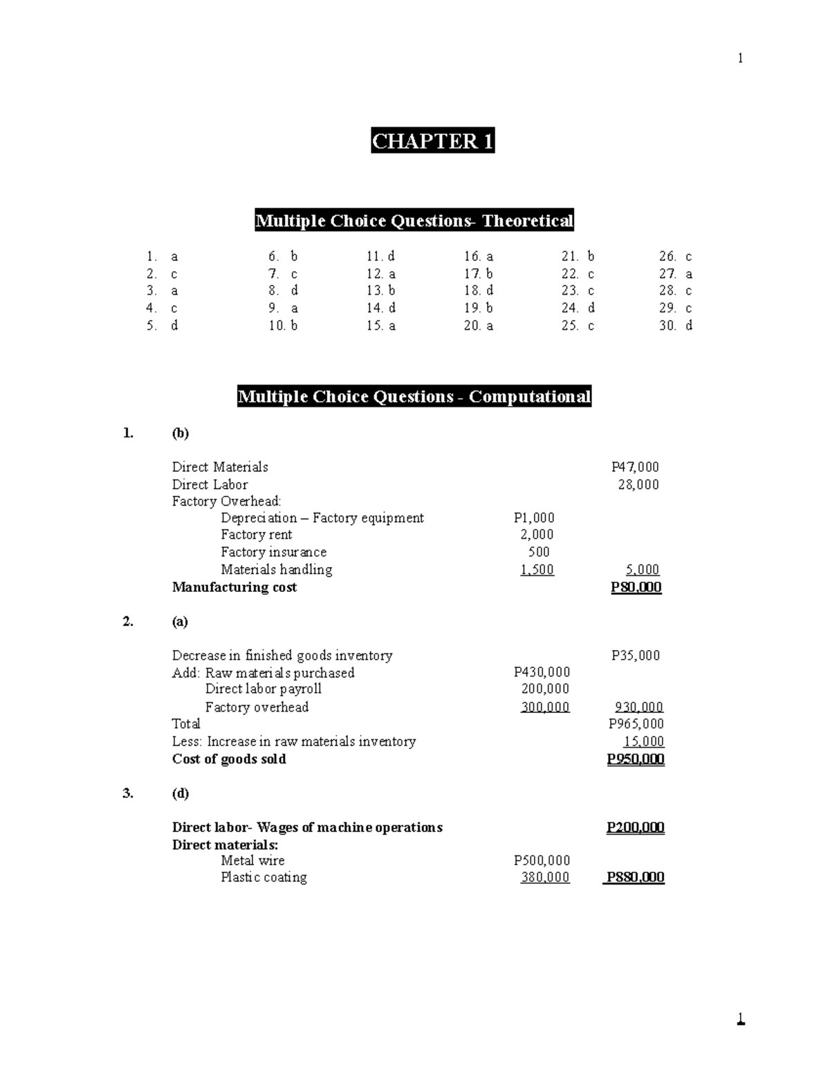 Solman cost accounting 1 guerrero 2015 chapters 1 16pdf - CHAPTER 1 Multiple Choice Questions ...
