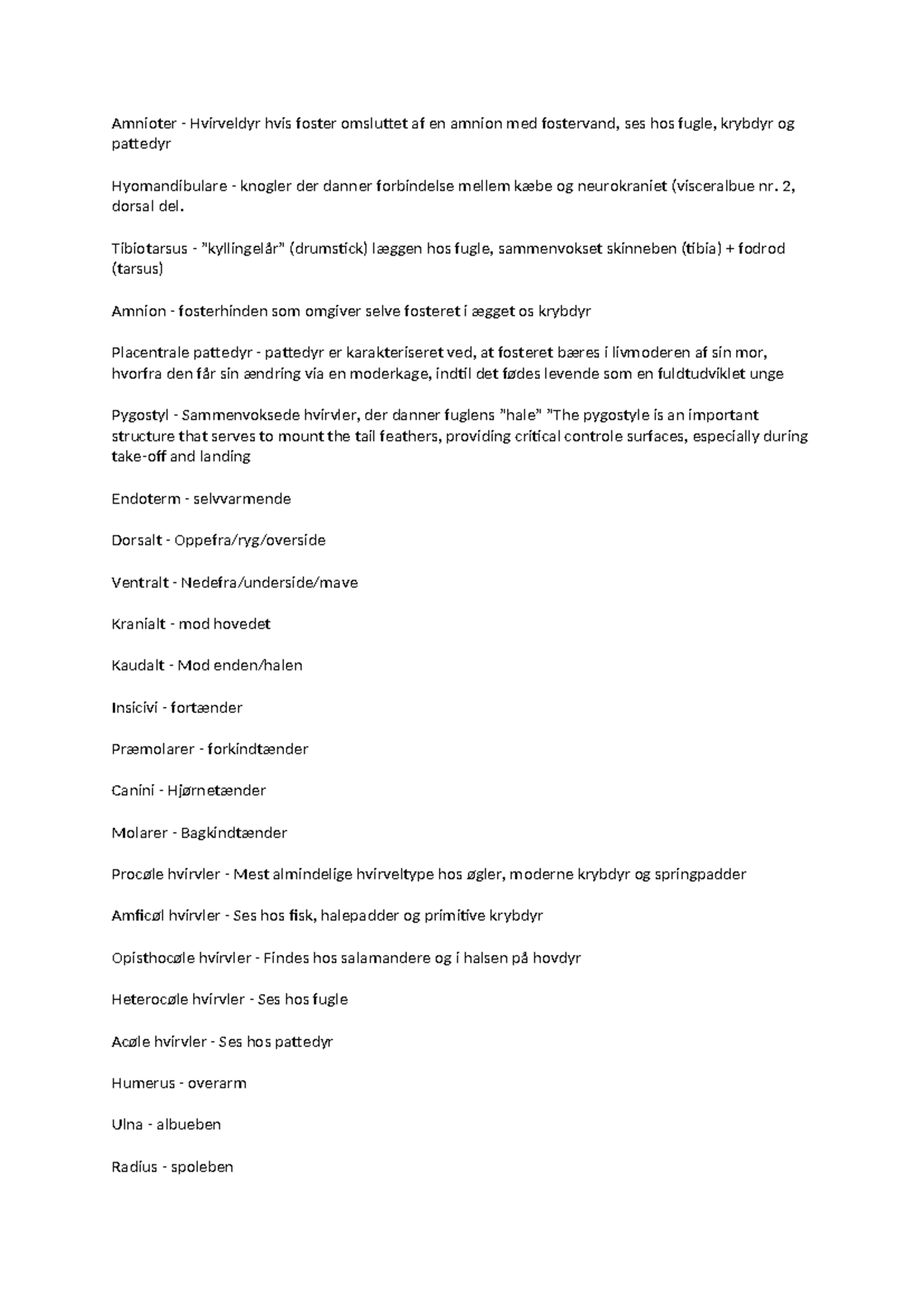 Zoologi gloser - Amnioter - Hvirveldyr hvis foster omsluttet af en ...