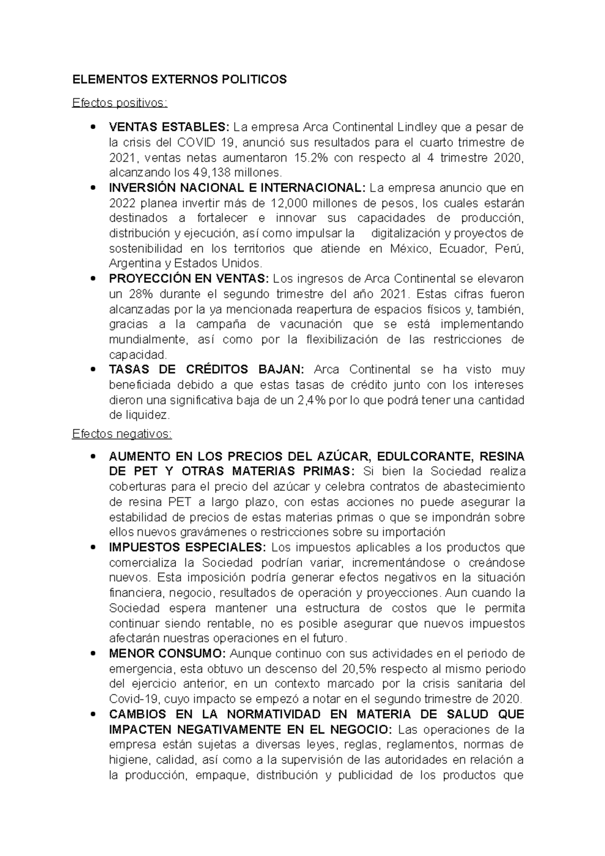 Elementos Externos Politicos - ELEMENTOS EXTERNOS POLITICOS Efectos ...