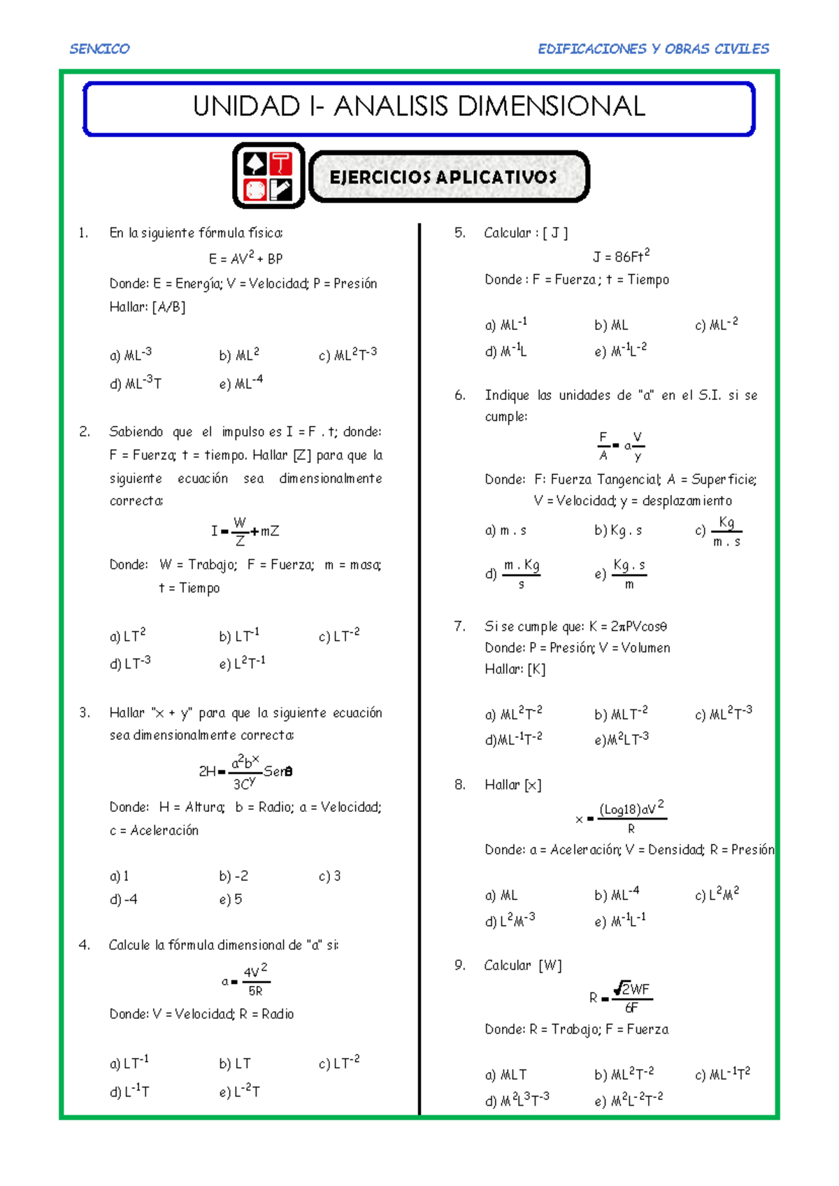 Ejercicios DE Análisis Dimensional - SENCICO EDIFICACIONES Y OBRAS ...