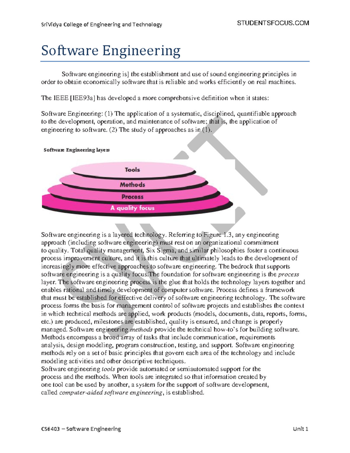 Software Engineering Descriptive notes for engineering students of Anna ...
