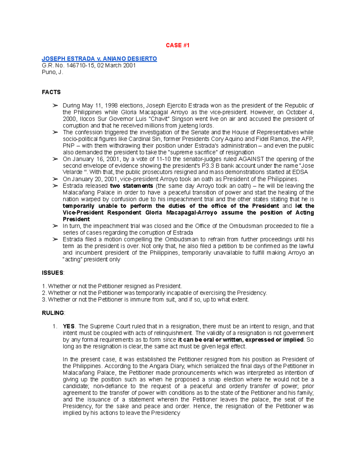 Consti 1 - Cases 1 to 8 - Prelim Notes for Conti Law 1 - CASE JOSEPH ...