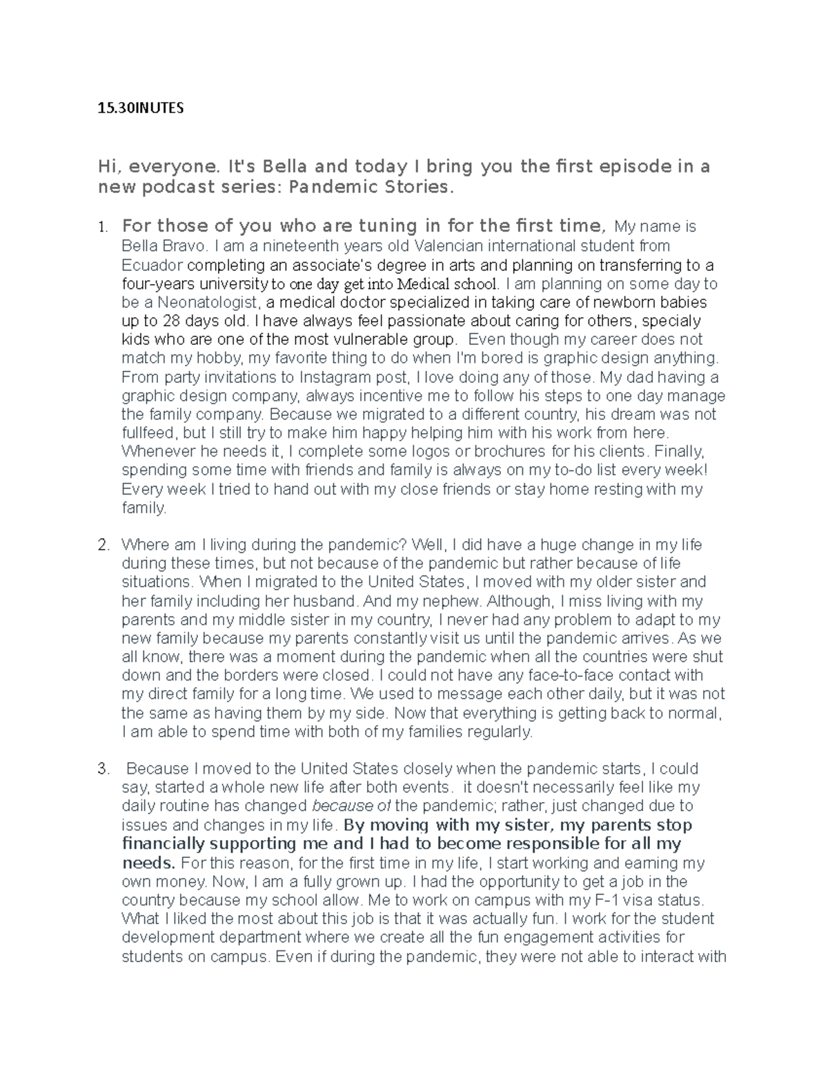Podcast Ethics 1 - Script for audio recording (15-30 minutes) to ...