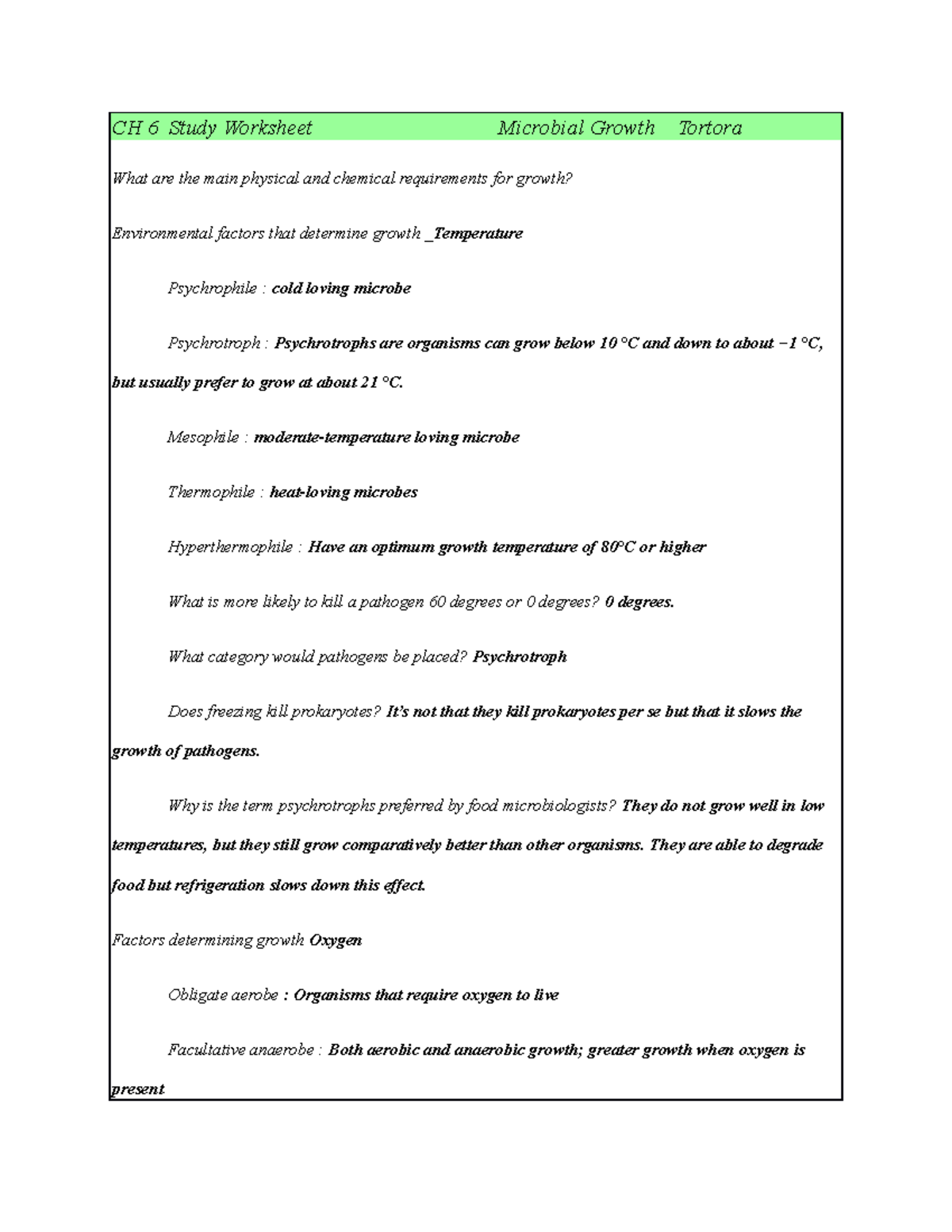 CH 6 Study Guide Prokaryotic Growth Tortora - CH 6 Study Worksheet ...