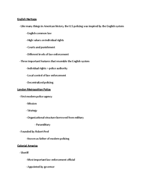 Origins and Development of Law Enforcement - Identify the 5 most ...