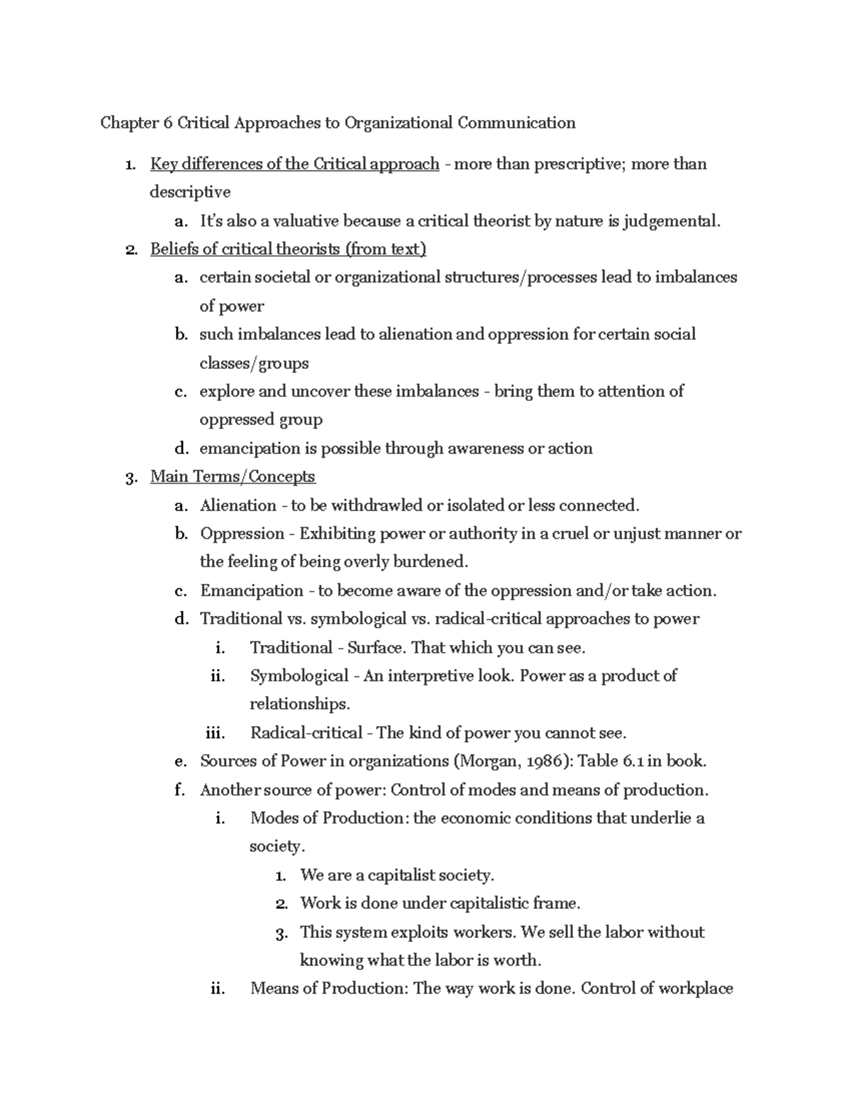 Chapter 6 Lecture Notes - Critical Theories - Chapter 6 Critical ...