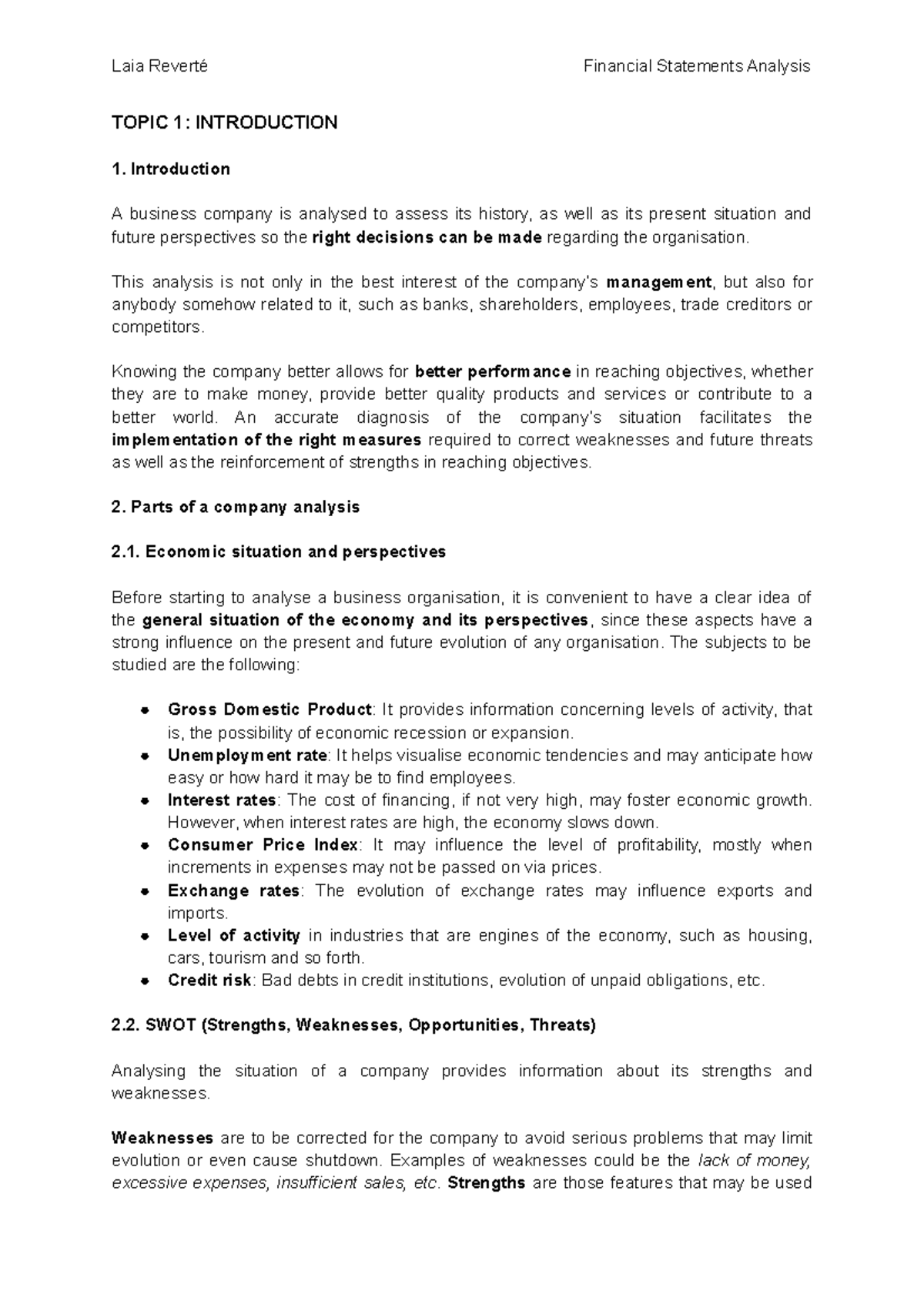 Topic 1 and cfs - Lecture notes and test answers - TOPIC 1 ...