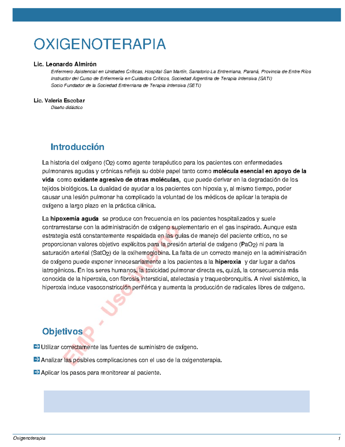 Oxigenoterapiaproecri - OXIGENOTERAPIA Lic. Leonardo Almirón Enfermero ...
