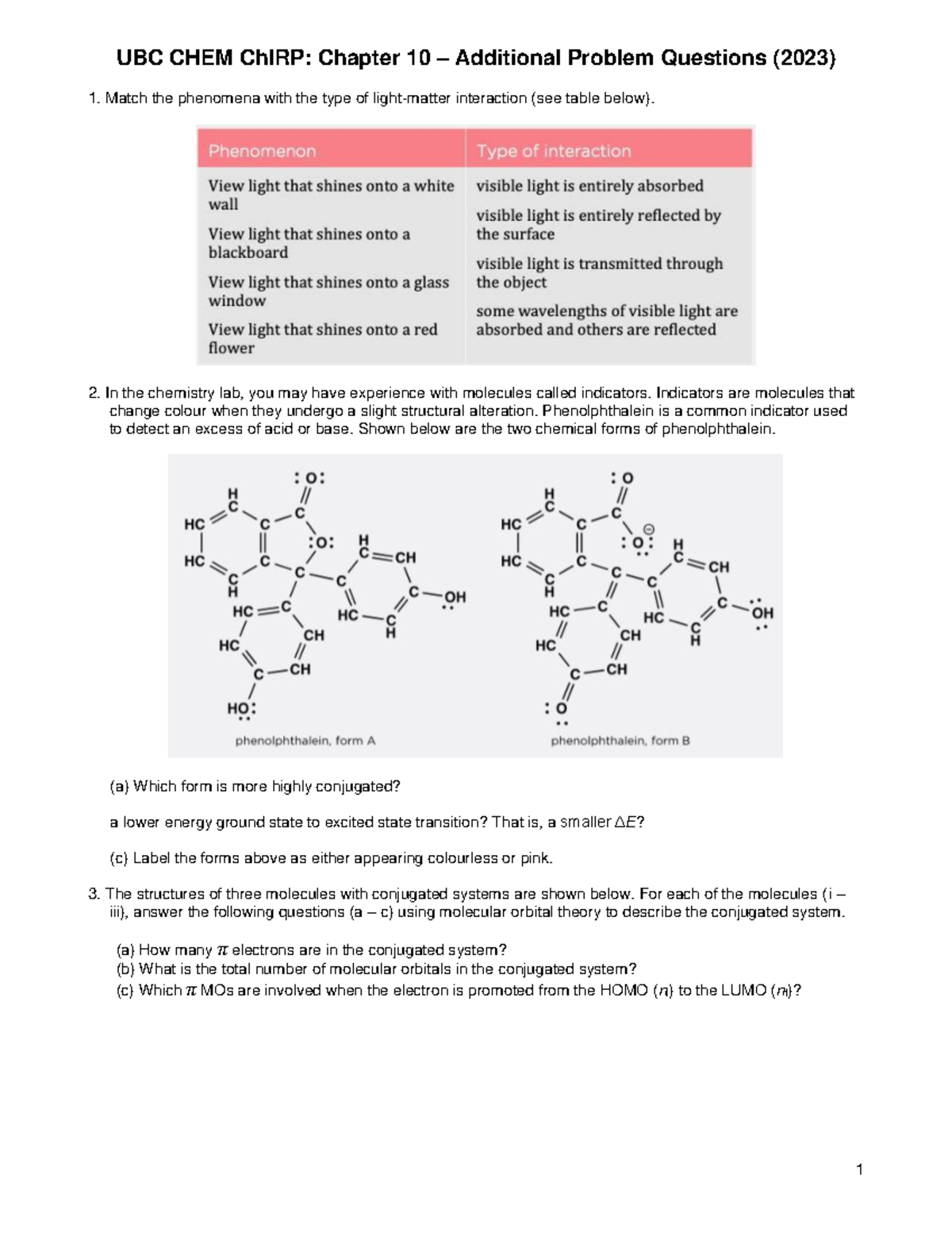 Chapter 10 Additional Problems Questions 2023 - UBC CHEM ChIRP: Chapter 10 – Additional Problem ...