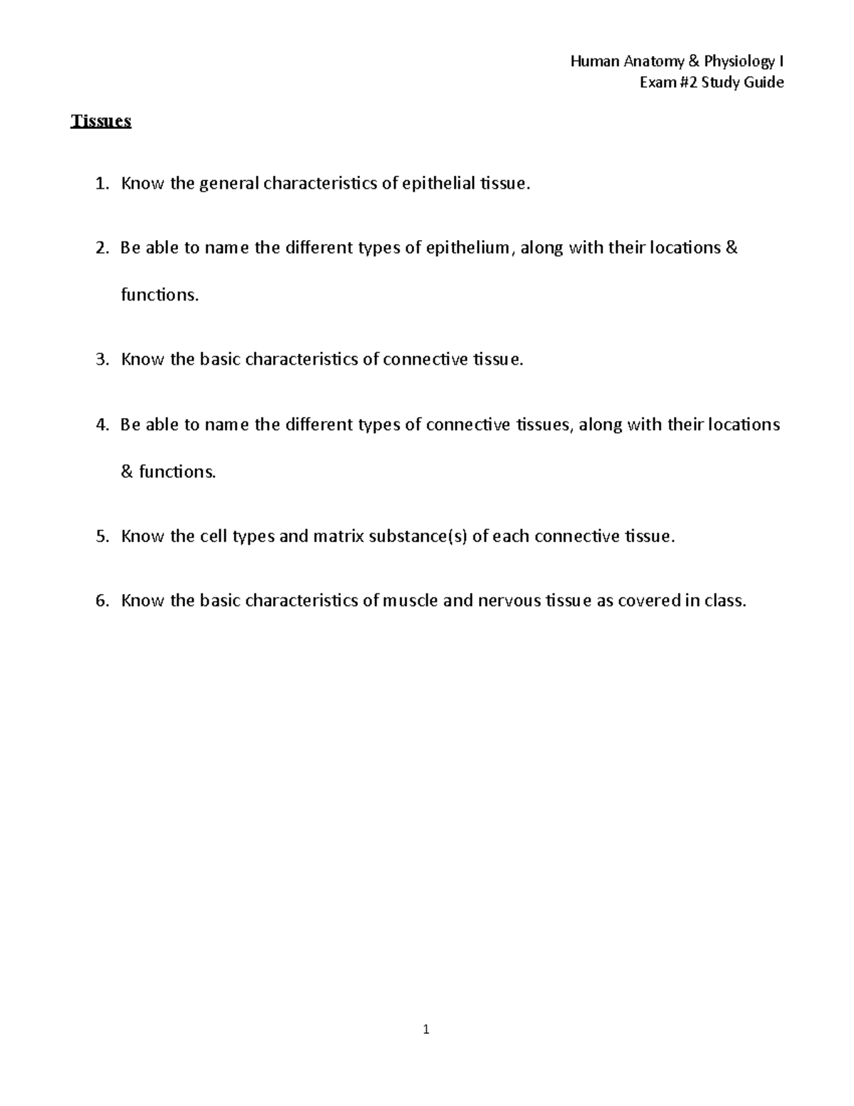 2021-BIOL 2651-Anatomy-Physiology-I-Exam-Study-Guide-Unit-2 - Human ...