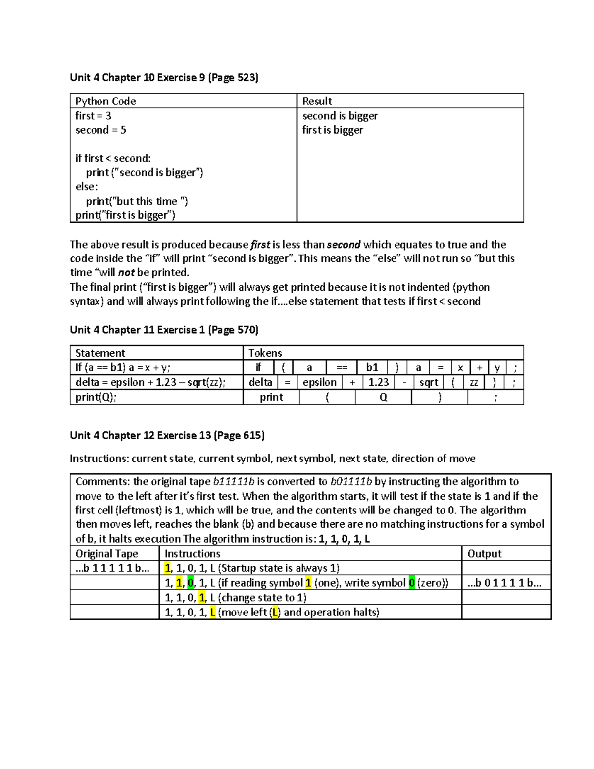 Unit 4 Assignment - Unit 4 Chapter 10 Exercise 9 (Page 523) Python Code Result first = 3 second ...
