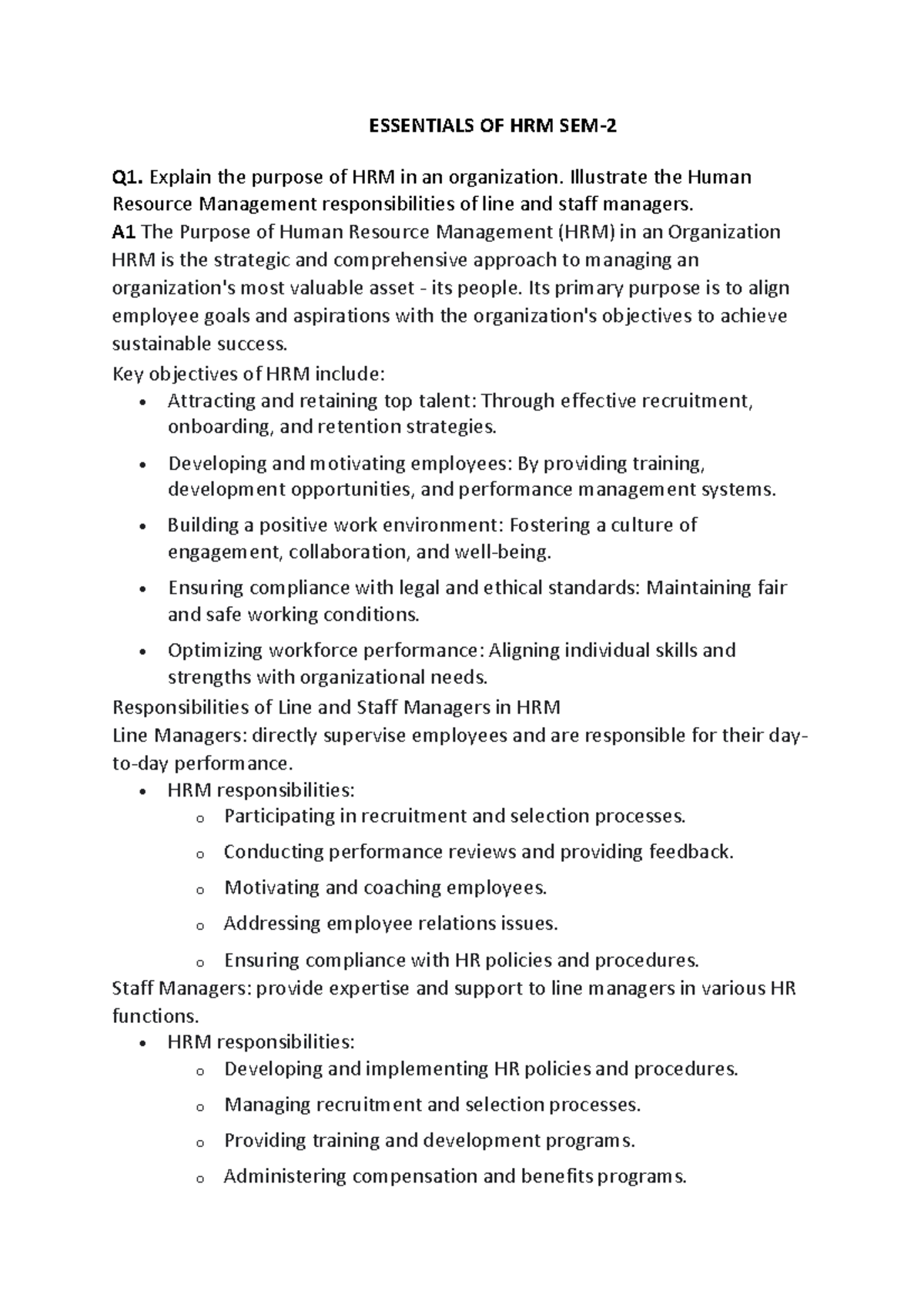 Essentials OF HRM SEM - Mandatory assignments year 2022-2024 ...