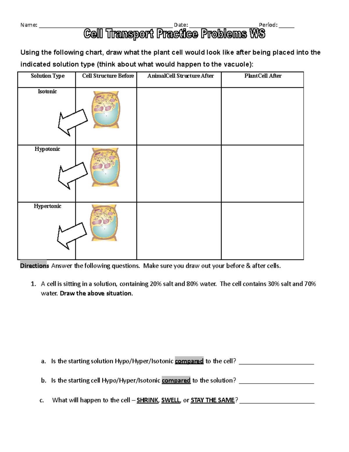 Brennyn Algee - GHS Cell Transport Practice Problems WS (CP) - Name ...