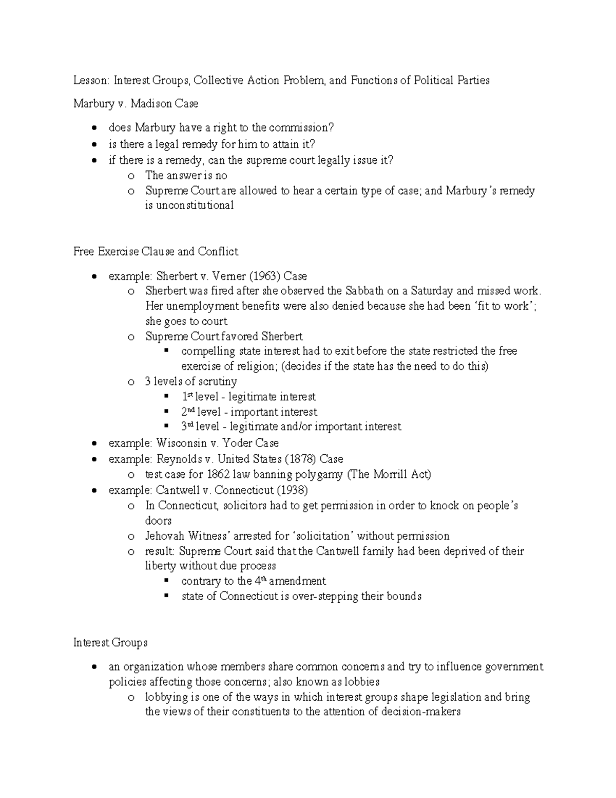 Interest Groups, Collective Action Problem, and Functions of Political ...