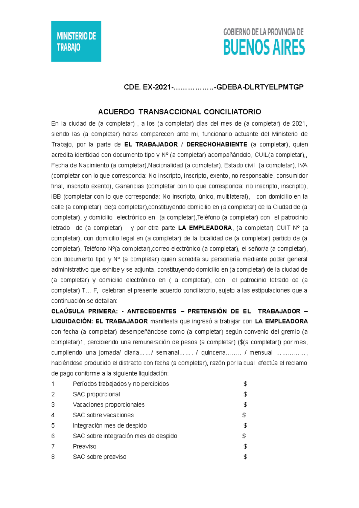 Modelo ACTA Acuerdo Espontaneo Y Ratificacion Nuevo texto - CDE. - Studocu