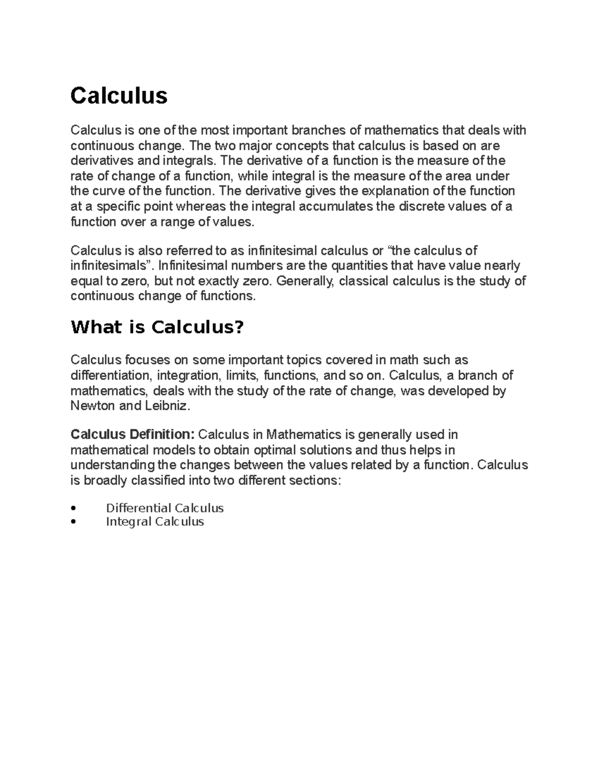Definition OF Calculus - Calculus Calculus is one of the most important ...