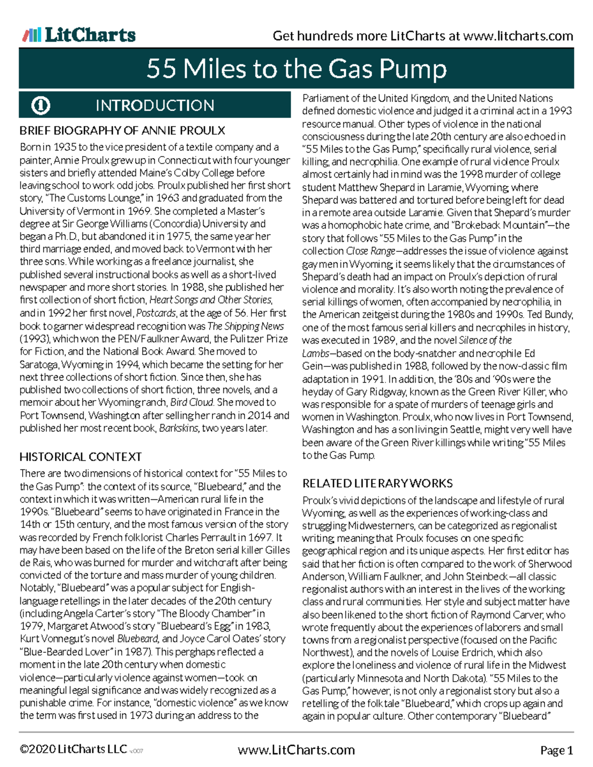 55 Miles to the Gas Pump Lit Chart - 55 Miles to the Gas Pump BRIEF ...