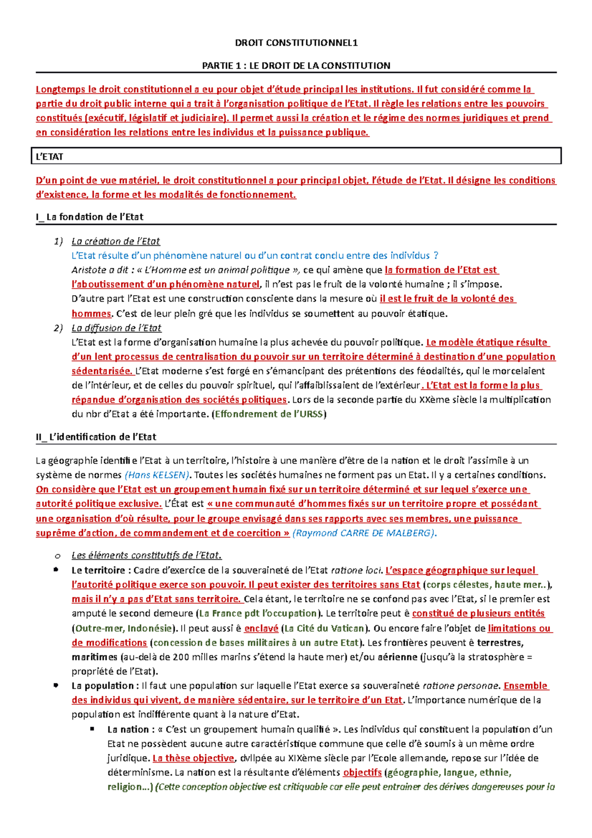 Droit constitutionnel - l'état - DROIT CONSTITUTIONNEL PARTIE 1 : LE DROIT DE LA CONSTITUTION ...