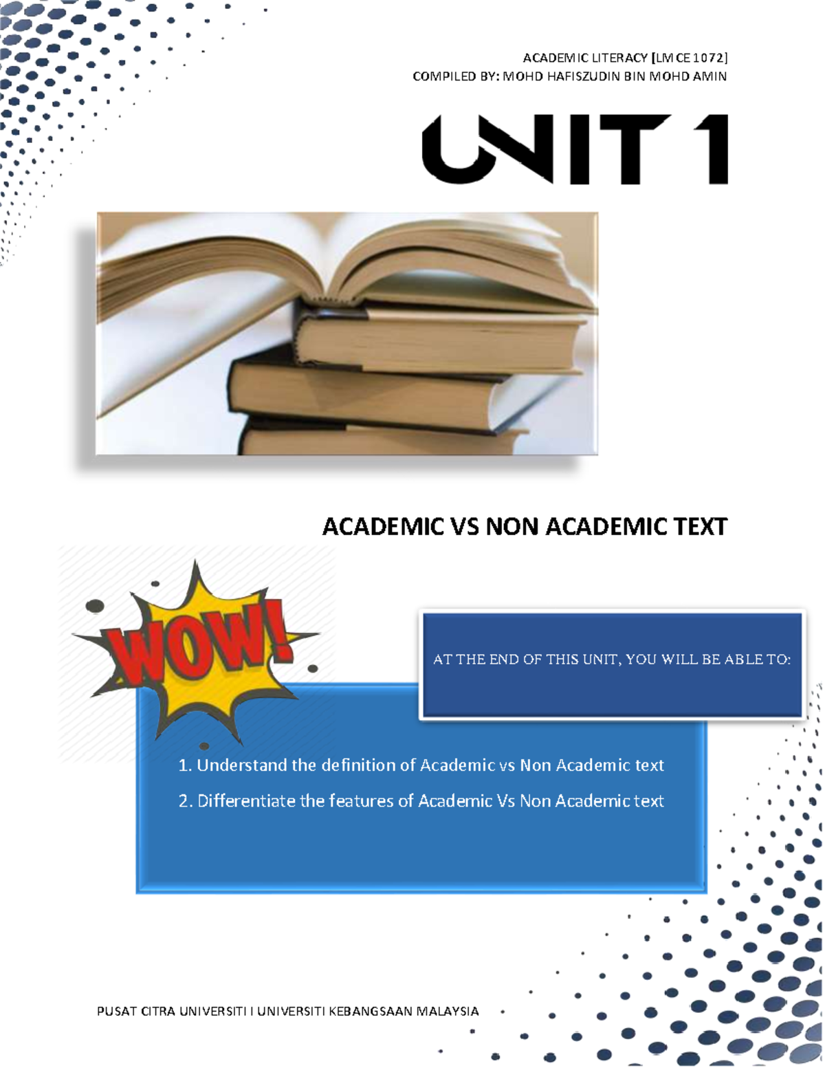 1072 Academic VS NON Academic TEXT - ####### COMPILED BY: MOHD ...