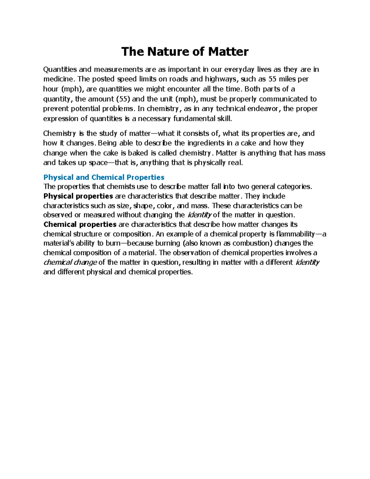 The Nature of Matter - The Nature of Matter Quantities and measurements ...