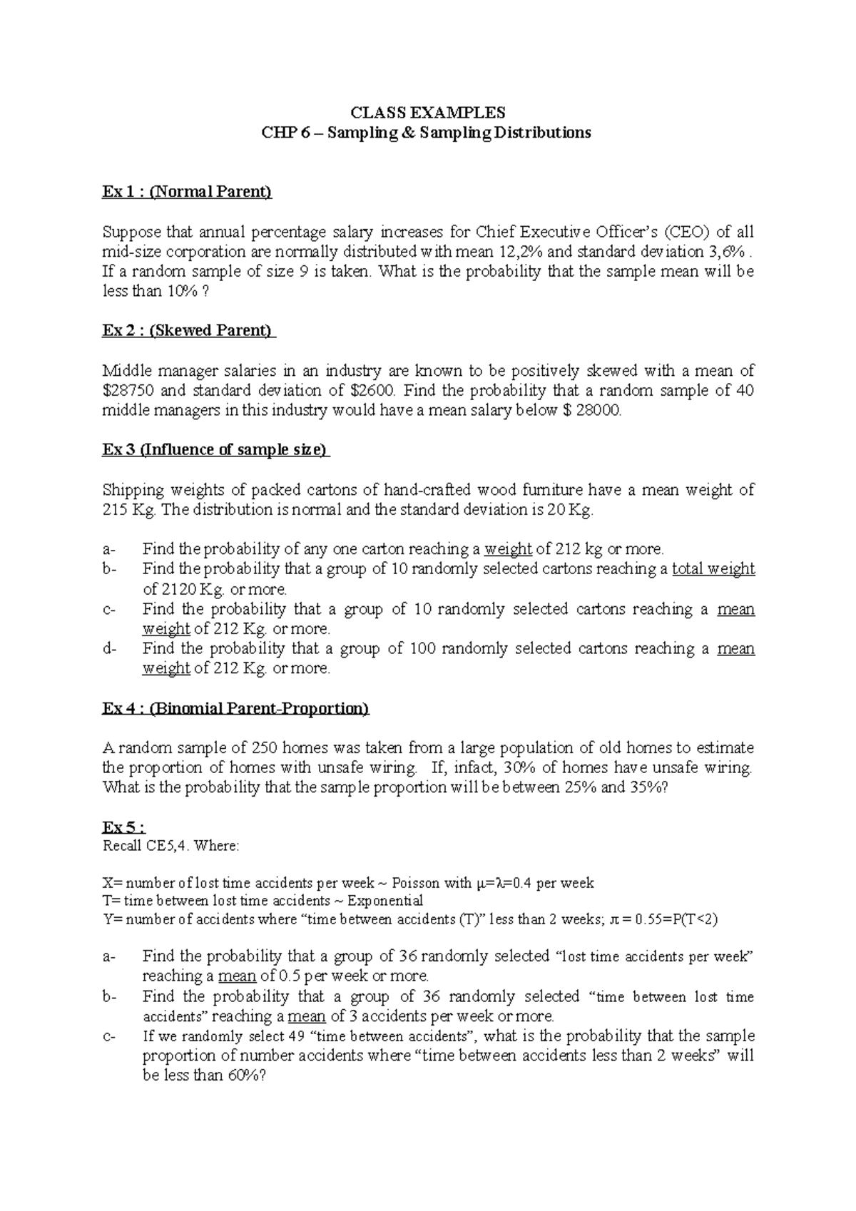 CE-CHP6-Sampling - practice materials for intro to prob and stat - CLASS EXAMPLES CHP 6 ...