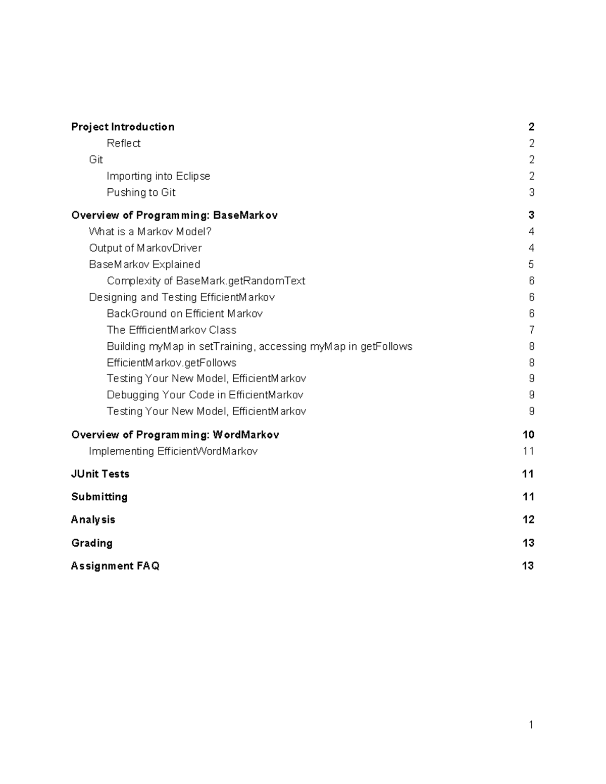 Project P3 Markov Part 2, Compsci 201, Fall 2018 - Project Introduction ...